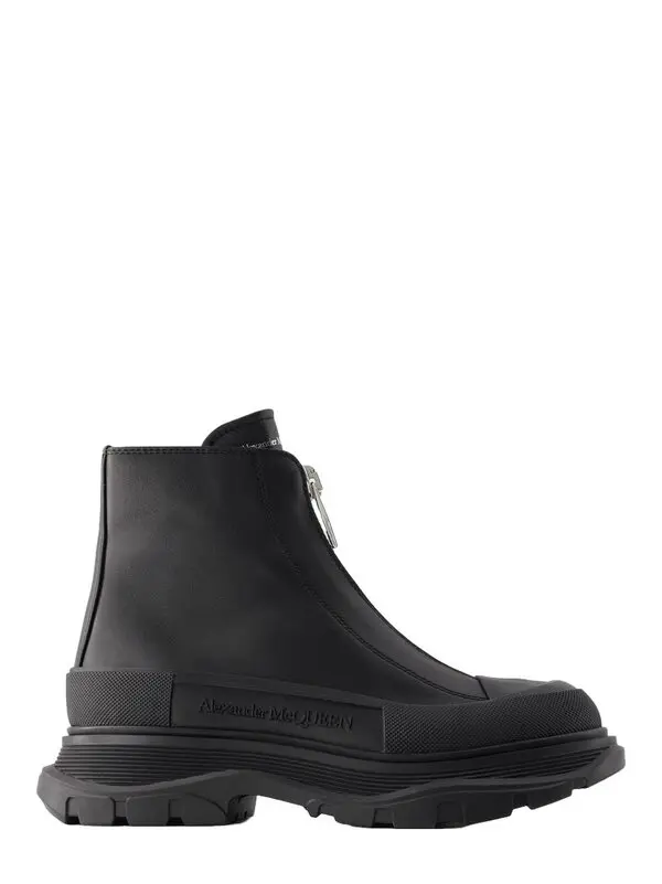 Alexander McQueen Tread Slick Leather Ankle Boots - Black