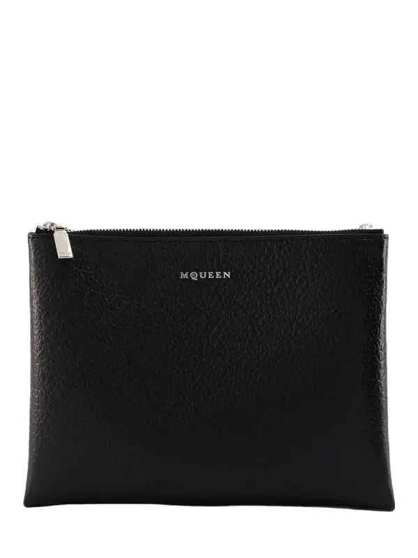 Alexander McQueen Leather Cross Bar Clutch - Black