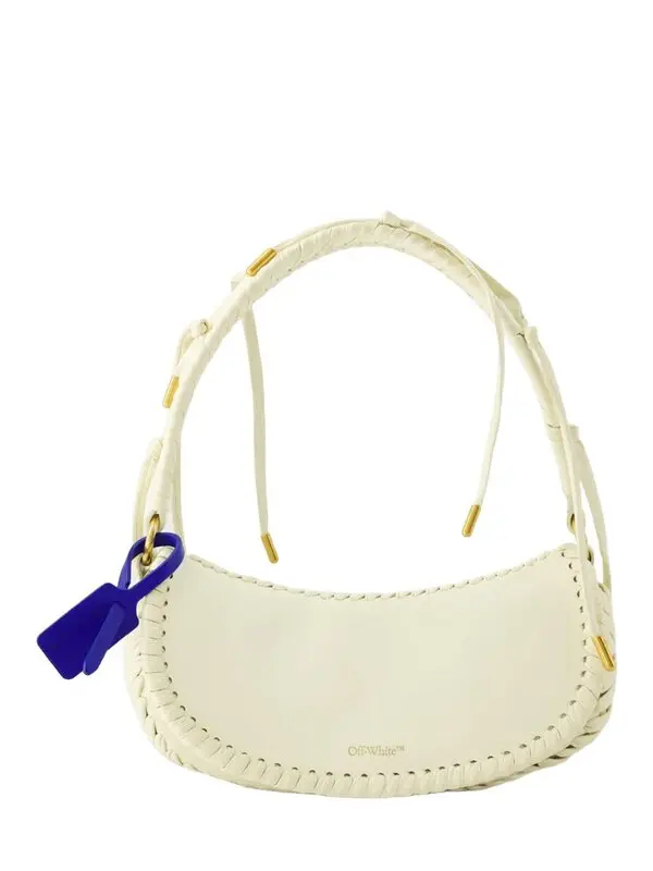 Off White Edge Weaving Shoulder Bag - Beige