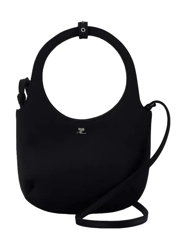 COURREGES Holy Shoulder Bag Satin - Black