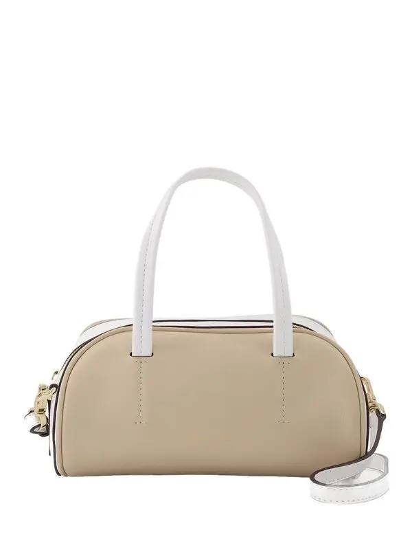 Manu Atelier Hourglass Bag In Leather - Beige