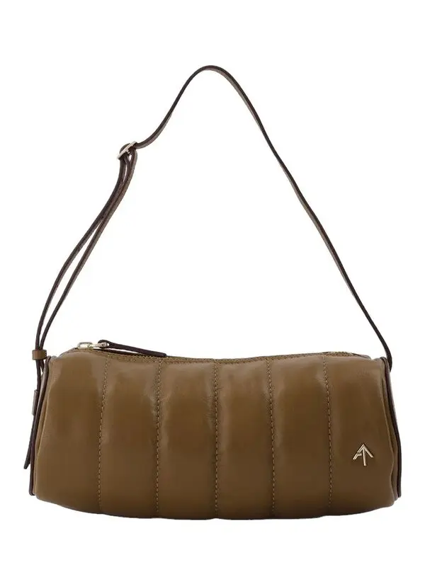 Manu Atelier Padded Leather Cylinder Bag - Brown