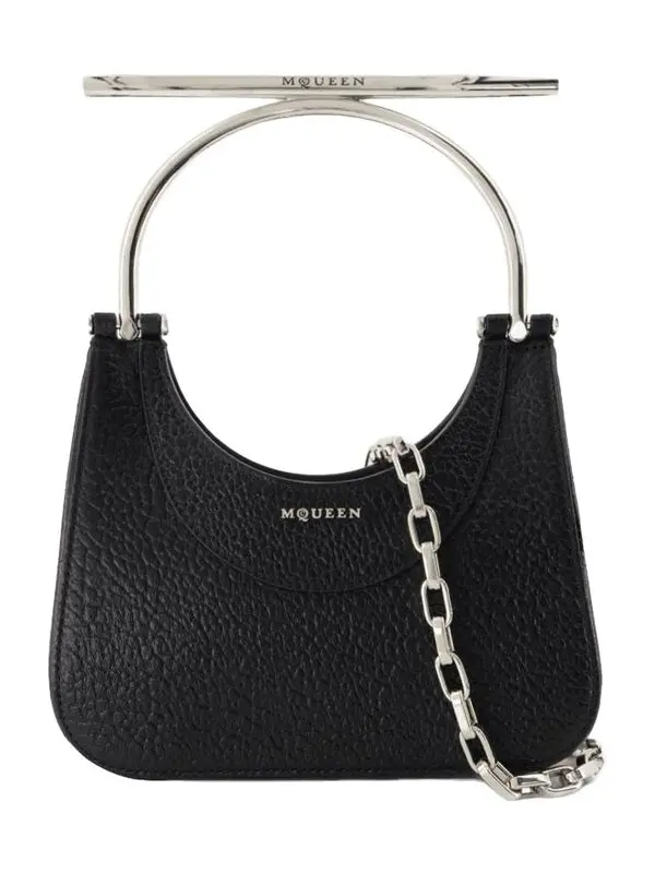 Alexander McQueen Mini Cross Bar Leather Purse - Black