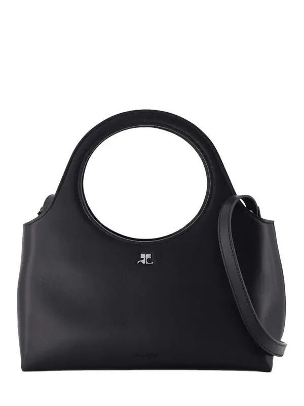 COURREGES Leather Shoulder Bag - Black