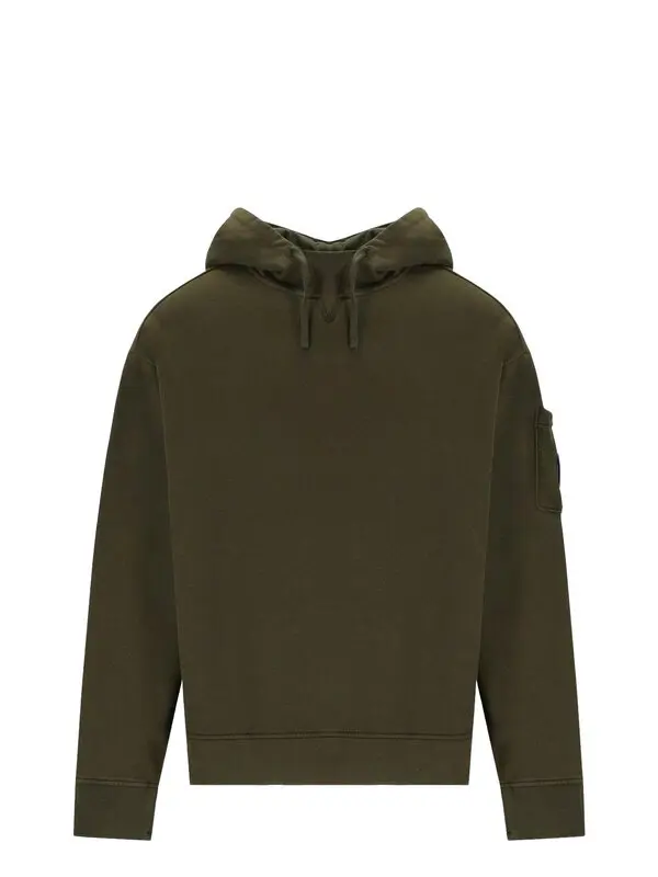 C.P. COMPANY Diagonal Fleece Boxy Ivy Hoodie - Green
