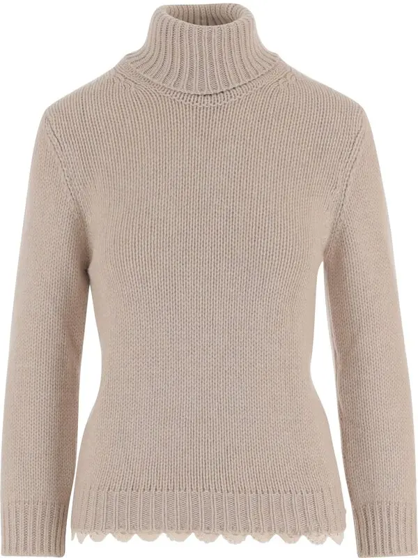 Magda Butrym Cashmere Sweater With Scalloped Hem - Ivory