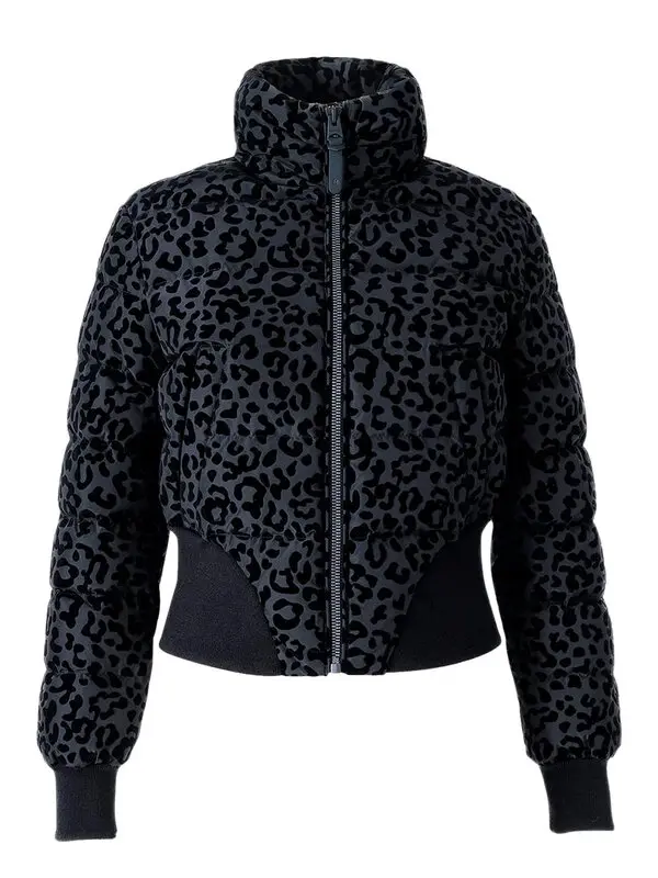 Mackage Leopard Print Quilted Down Jacket - Black-black