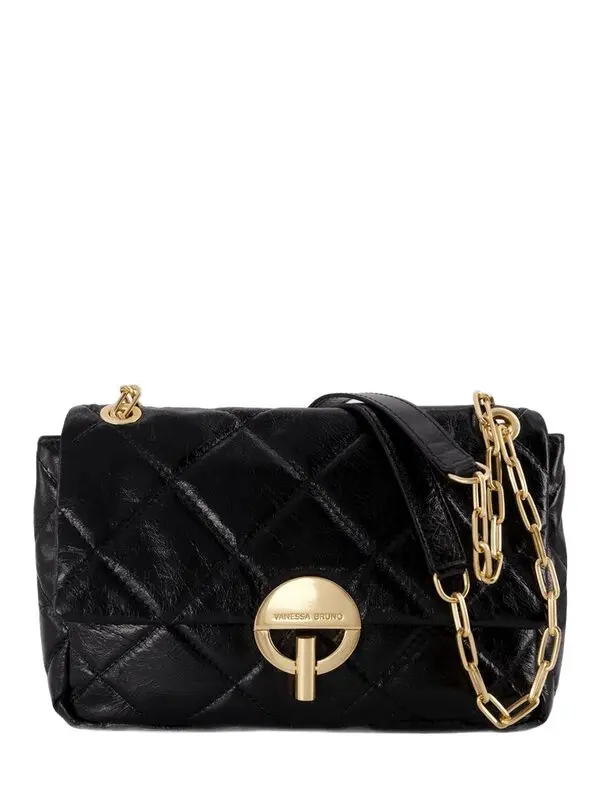 Vanessa Bruno Grand Moon Leather Shoulder Bag - Black