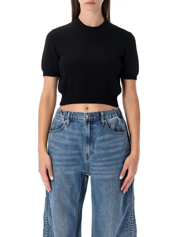 Alexander Wang Cropped Chenille Sweater - Black