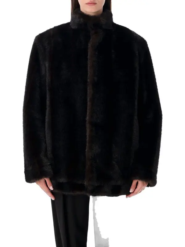 MAISON MARGIELA Faux Fur Jacket - Brown