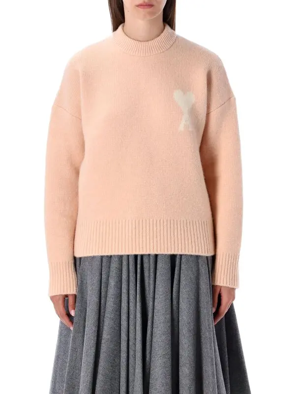 Ami Crewneck Alpaca Sweater - Pink