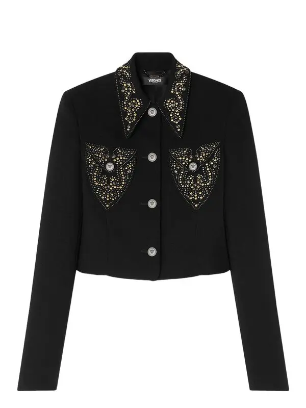 Versace Embellished Jacket - Black