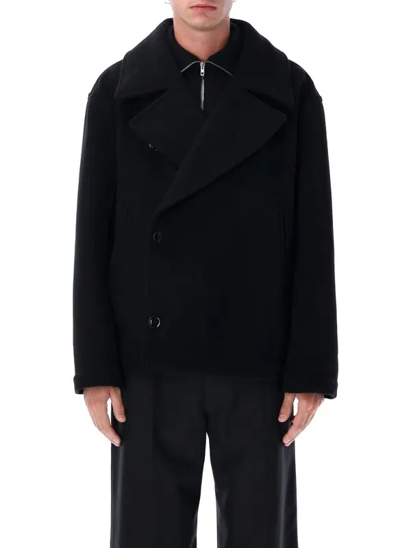 LEMAIRE Boxy Wool Pea Coat - Black