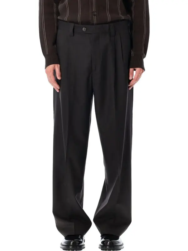 MFPEN Wide-leg Wool Trousers - Coffee Twill Wool