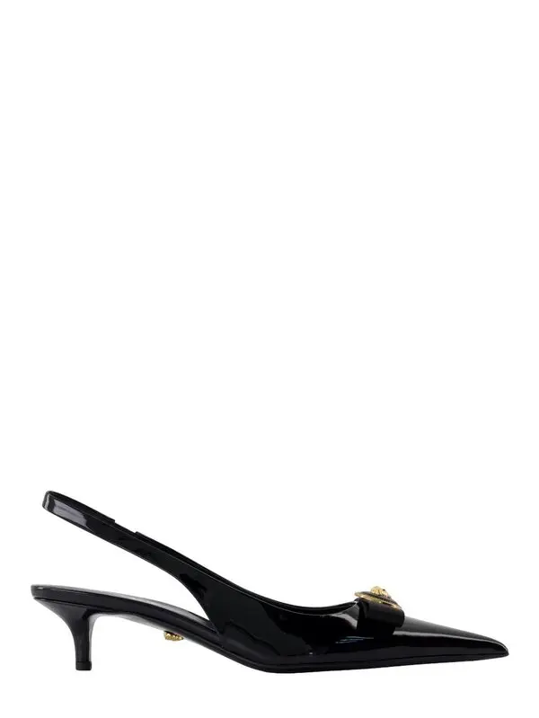 Versace Leather Slingback Pumps - Black