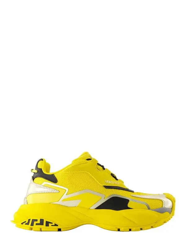 Versace Low Top Leather Sneakers - Yellow