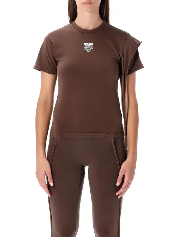 Ottolinger Fitted T-shirt With Asymmetric Shoulder Detail - Dark Brown