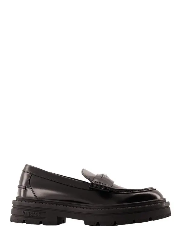 Versace Loafers In Calf Leather - Black