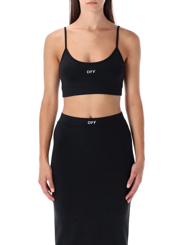 Off White Sleek Spaghetti Strap Top - Black