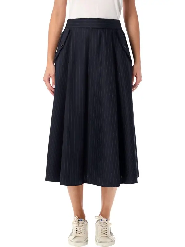 GOLDEN GOOSE Wool Midi Skirt - Blue