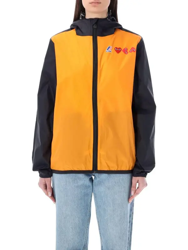 Play Comme Des Garcon X K-way Waterproof Jacket - Orange Black
