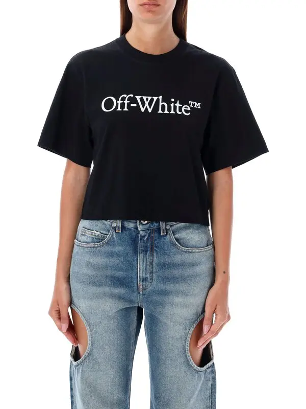 Off White Big Logo Cropped T-shirt - Black