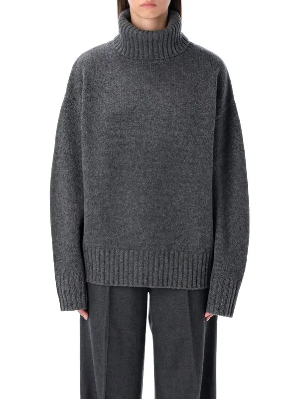 RHEA Heavy Turtleneck Sweater - Mid Grey