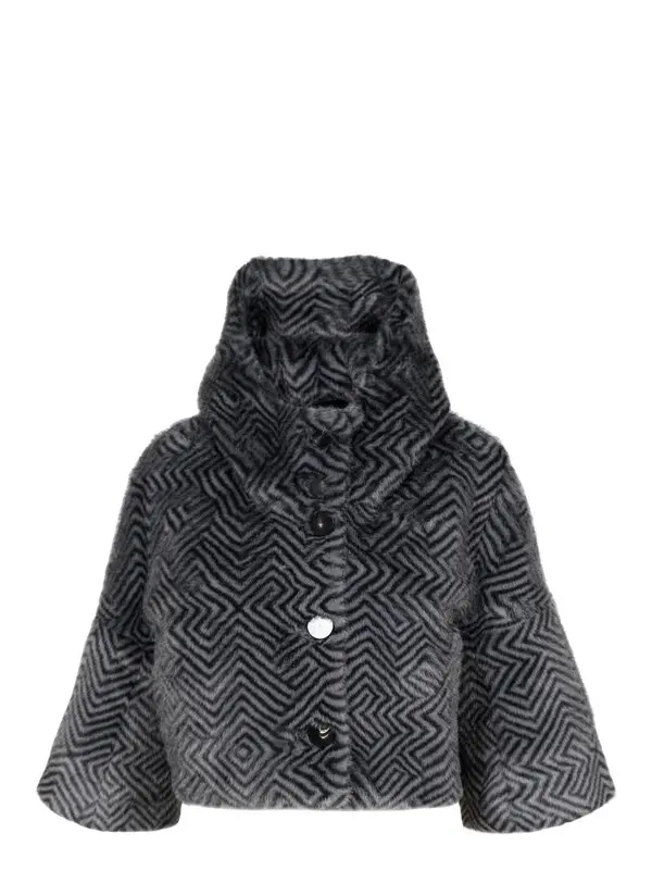 RRD Geometric Faux Fur Jacket - Grey