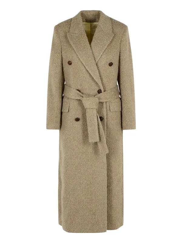 GOLDEN GOOSE Double-breasted Wool Blend Coat - Beige