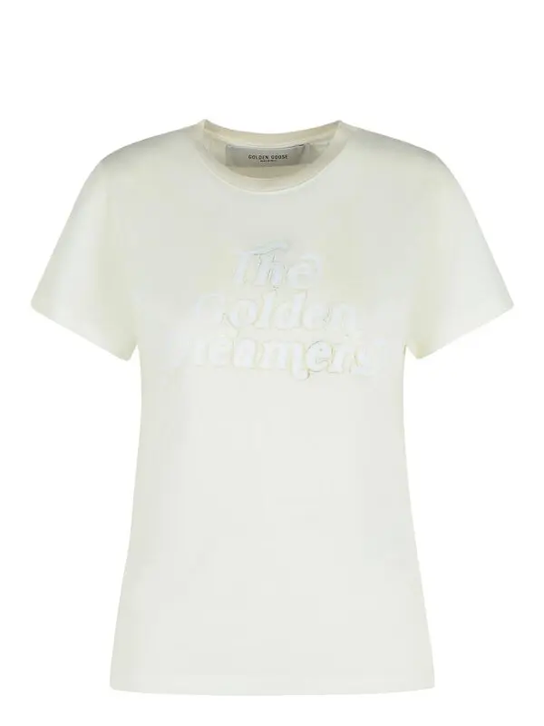 GOLDEN GOOSE Viscose Blend T-shirt - Ivory