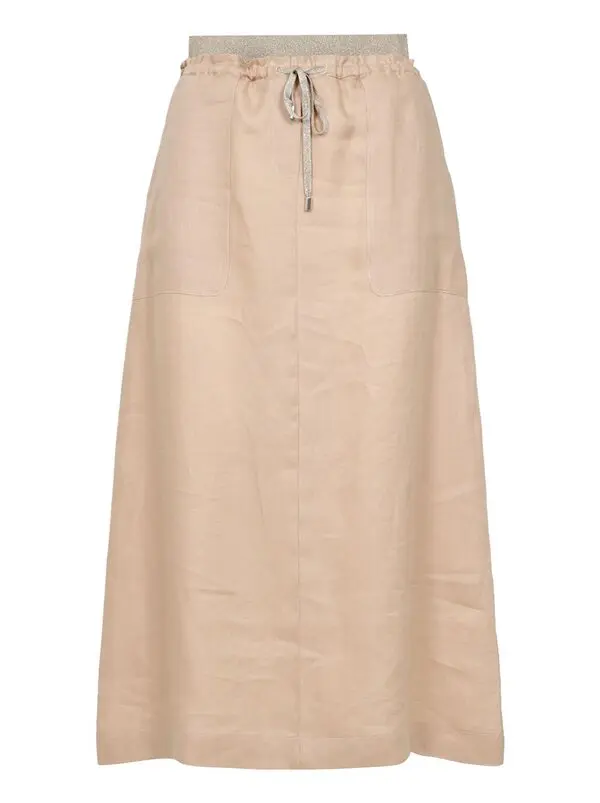 GRAN SASSO Flared Linen Skirt - Sand