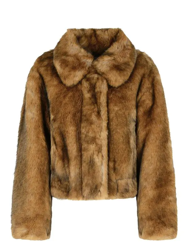 STAND STUDIO Lena Faux Fur Jacket - Brown