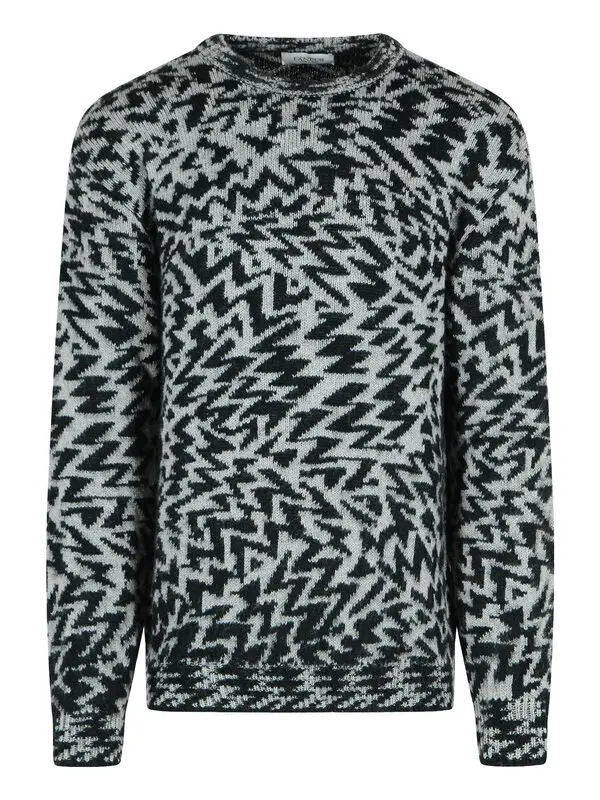 LANEUS Two-tone Wool Blend Sweater - Grey