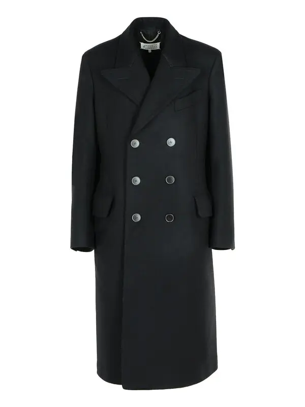 MAISON MARGIELA Virgin Wool Double-breasted Coat - Black