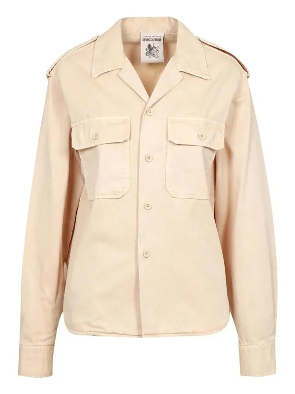 SEMICOUTURE Cotton Gabardine Shirt - Safari