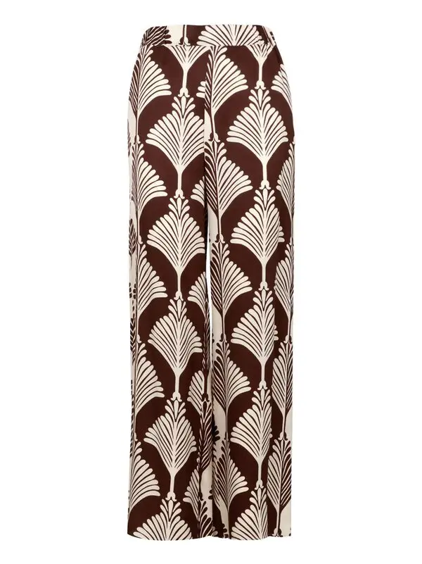 PENNY BLACK Patterned Wide-leg Trousers - Brown