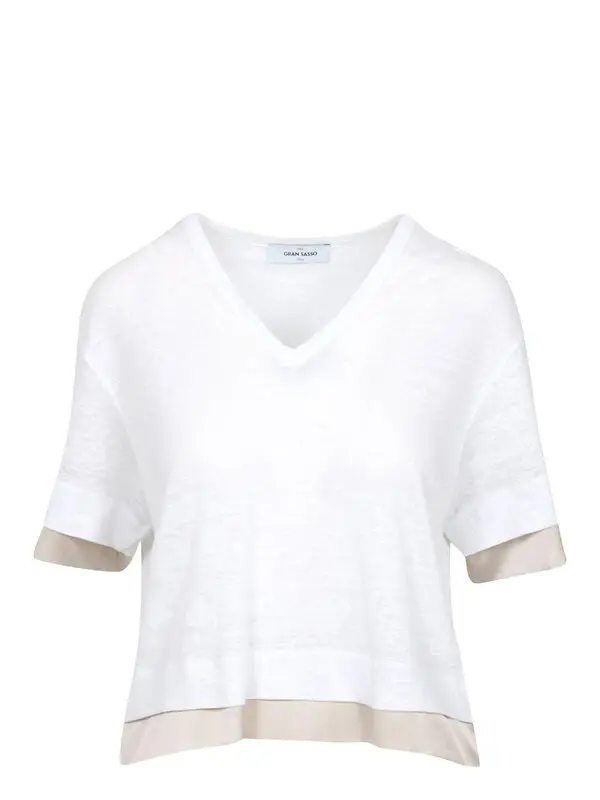 GRAN SASSO Linen Blend Top - White