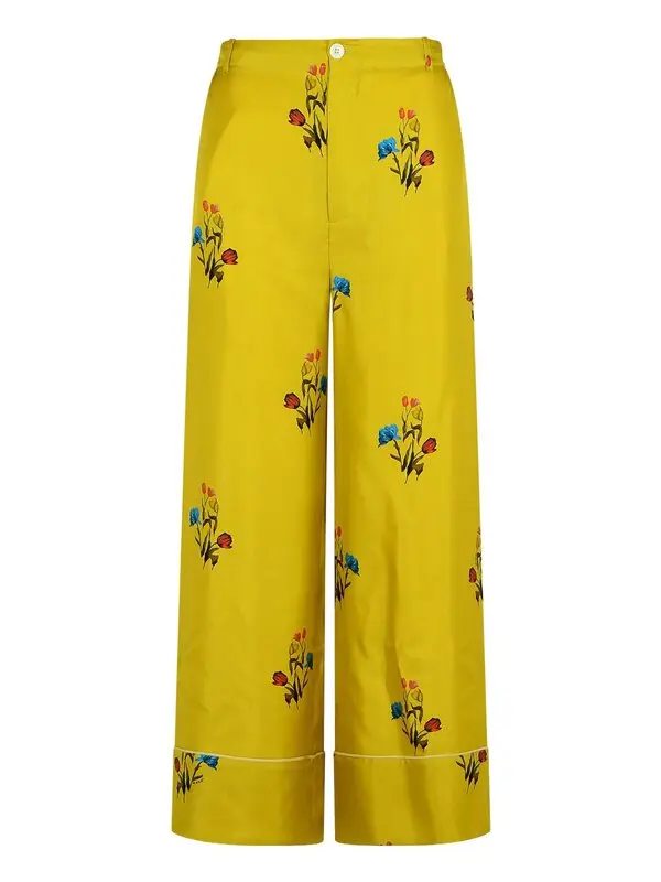 Marni Silk Wide Leg Pants - Yellow