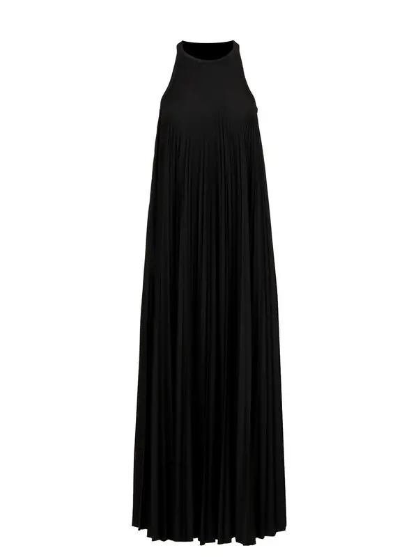 Sportmax Long Pleated Jersey Dress - Black