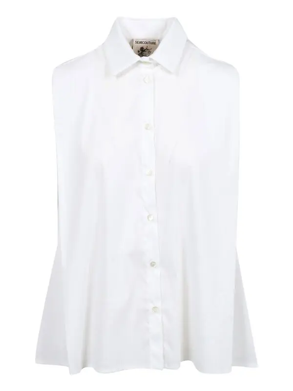 SEMICOUTURE Sleeveless Button-down Shirt - White