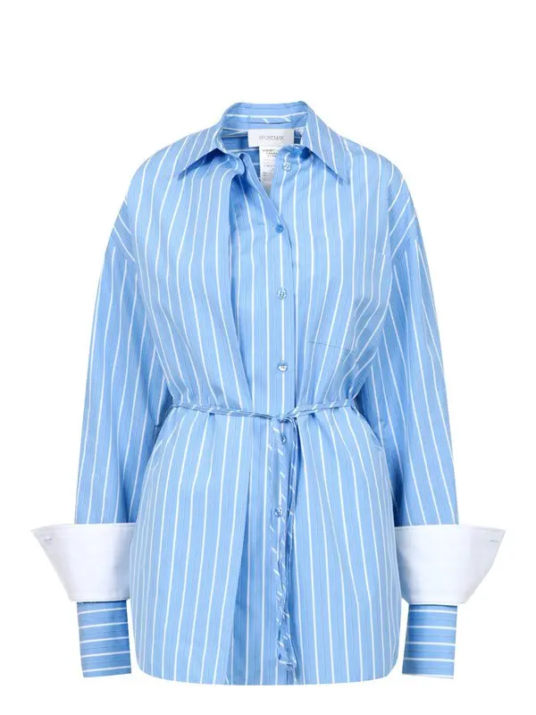 Sportmax Striped Cotton Shirt - Celeste+bianco