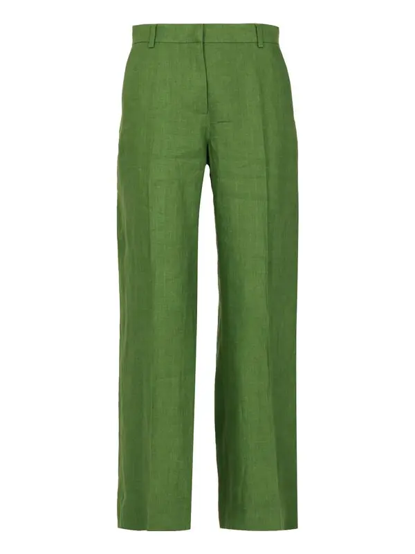 Max Mara Wide Leg Linen Trousers - Green