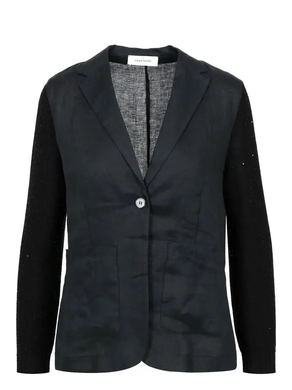 GRAN SASSO Linen And Cotton Single-breasted Jacket - Black