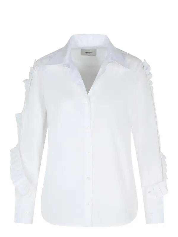 Coperni Cotton Shirt With Ruffle Detail - White