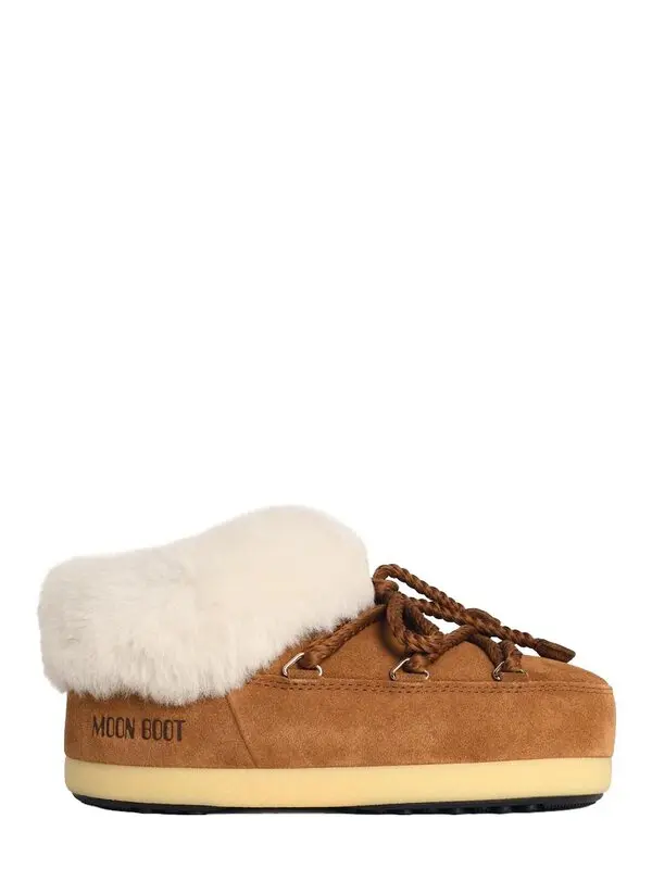 Moon Boot Evx Cognac Suede Slippers - Brown