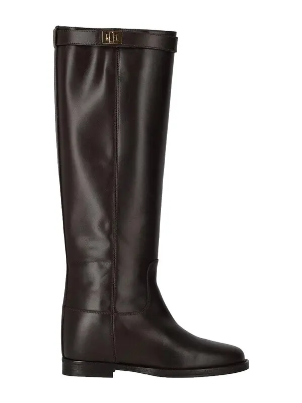 VIA ROMA 15 High Boots With Padlock - Brown