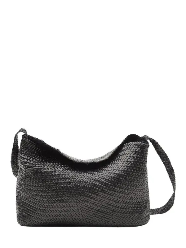 Dragon Diffusion Woven Leather Shoulder Bag - Black