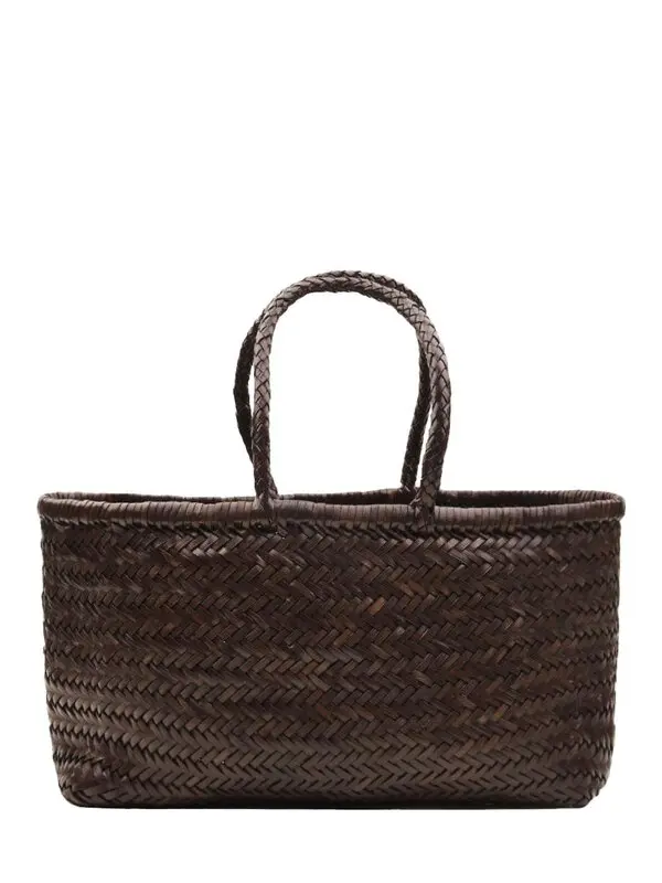 Dragon Diffusion Handwoven Buffalo Calf Leather Basket Tote - Dark Brown