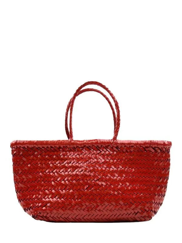 Dragon Diffusion Handwoven Leather Basket Tote - Patent Red