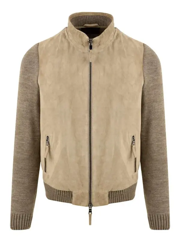 THE JACK LEATHERS Francis Knit Jacket - Ice/beige